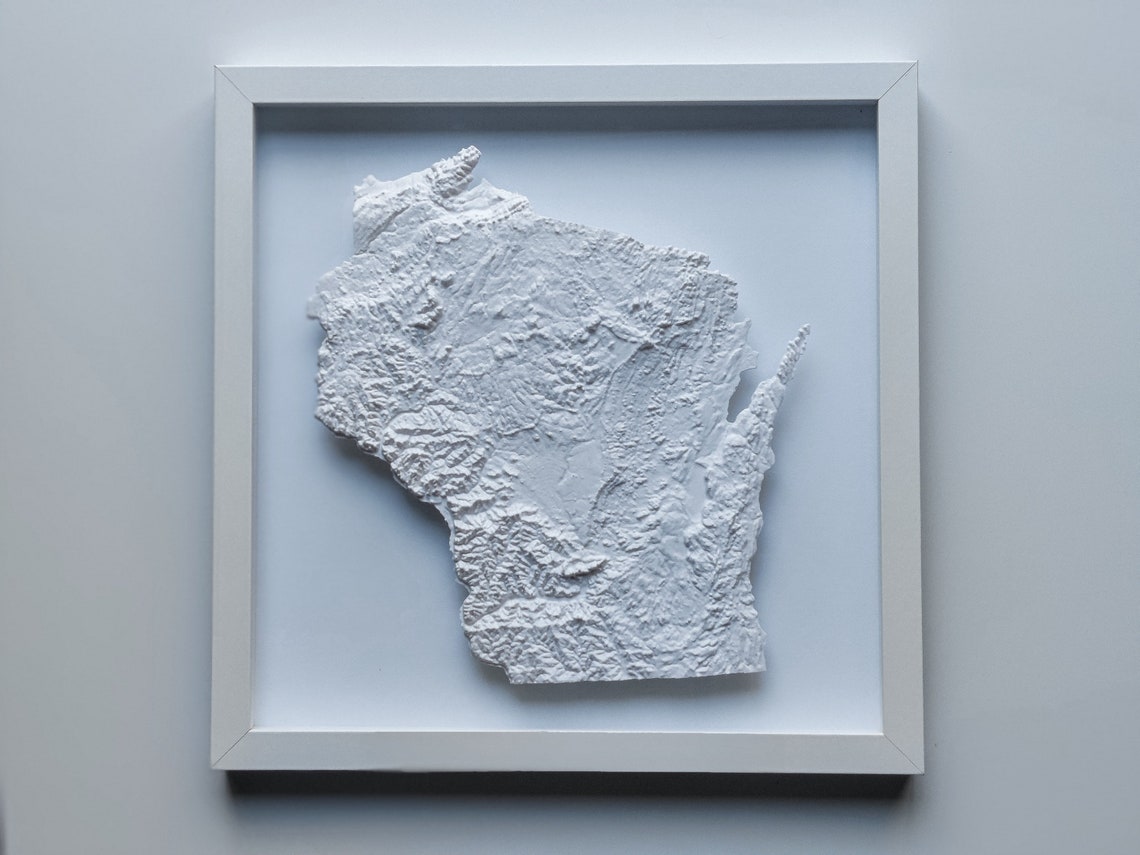 Wisconsin 3D Topographic Map | 3D State Map of Wisconsin Wall Art | 3D ...