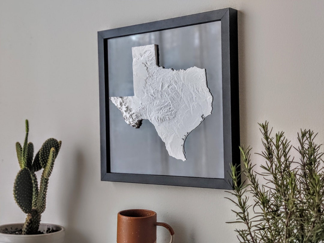 Texas 3D Topographic Map | 3D State Map of Texas Wall Art | 3D Printed ...