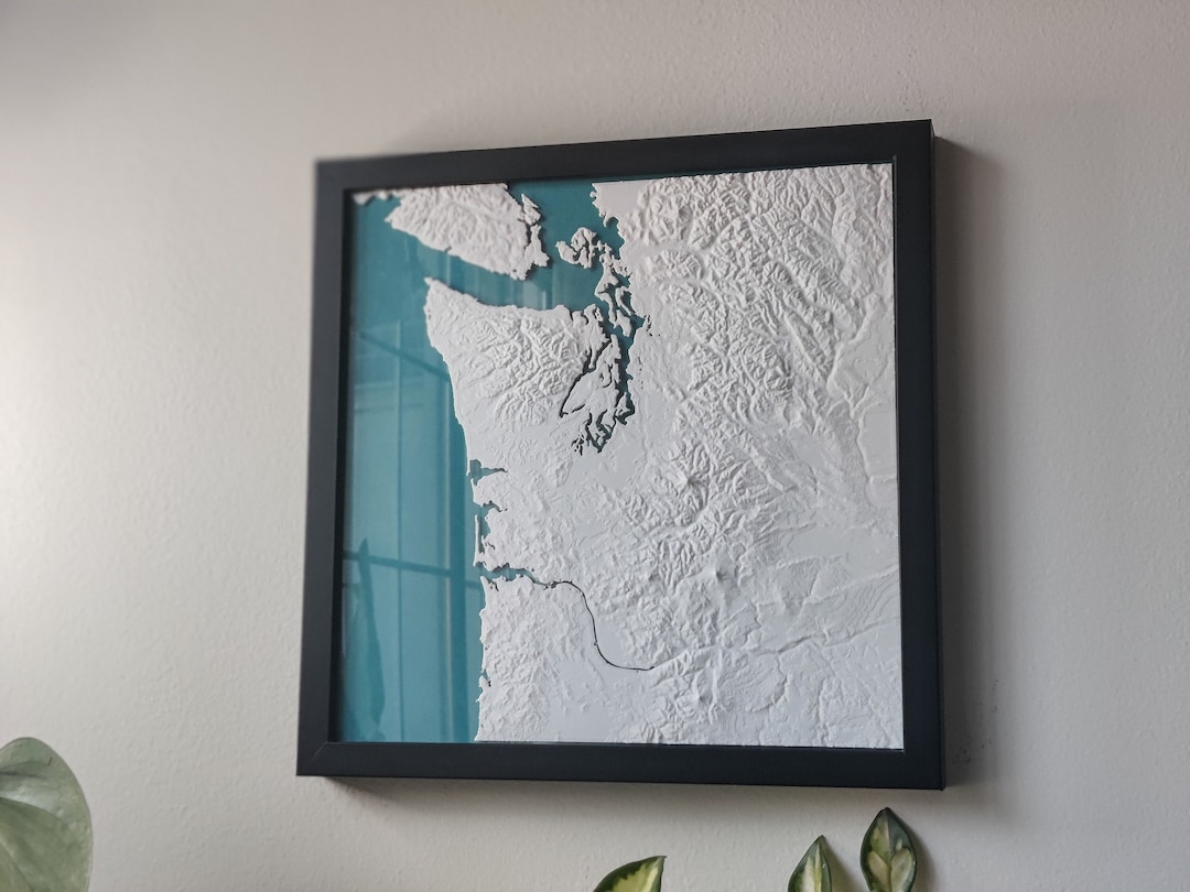 Pacific Northwest Wall Art | 3D Topographical Map of Washington and ...