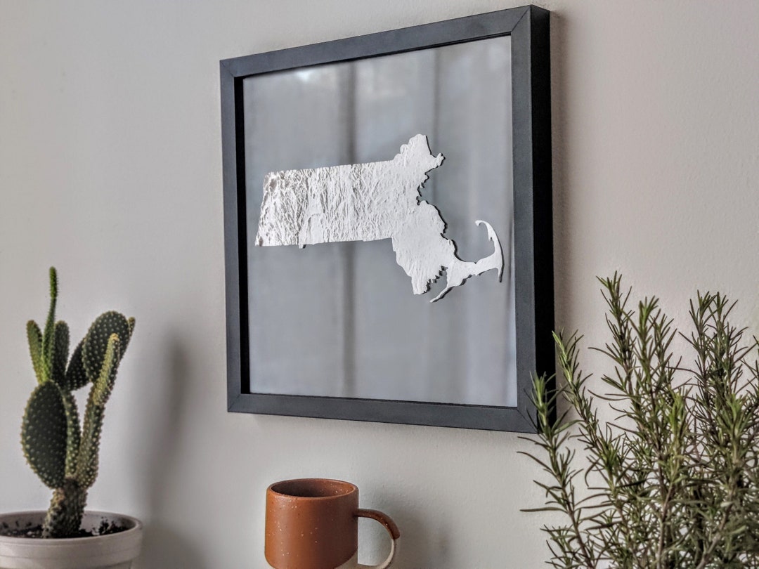 Massachusetts 3D Topographic Map | 3D State Map of Massachusetts Wall ...