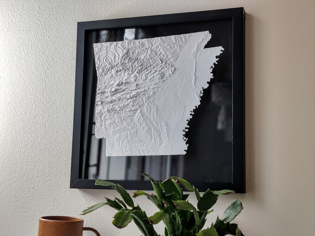 Arkansas 3D Topographic Map | 3D State Map of Arkansas Wall Art | 3D ...