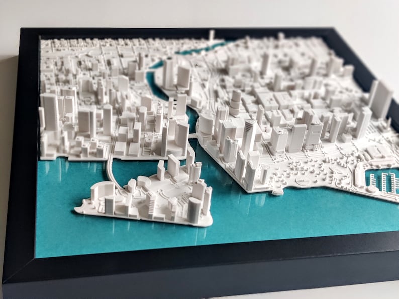 Miami 3D City Wall Art | 3D Printed Buildings and Roads | Framed Miami ...