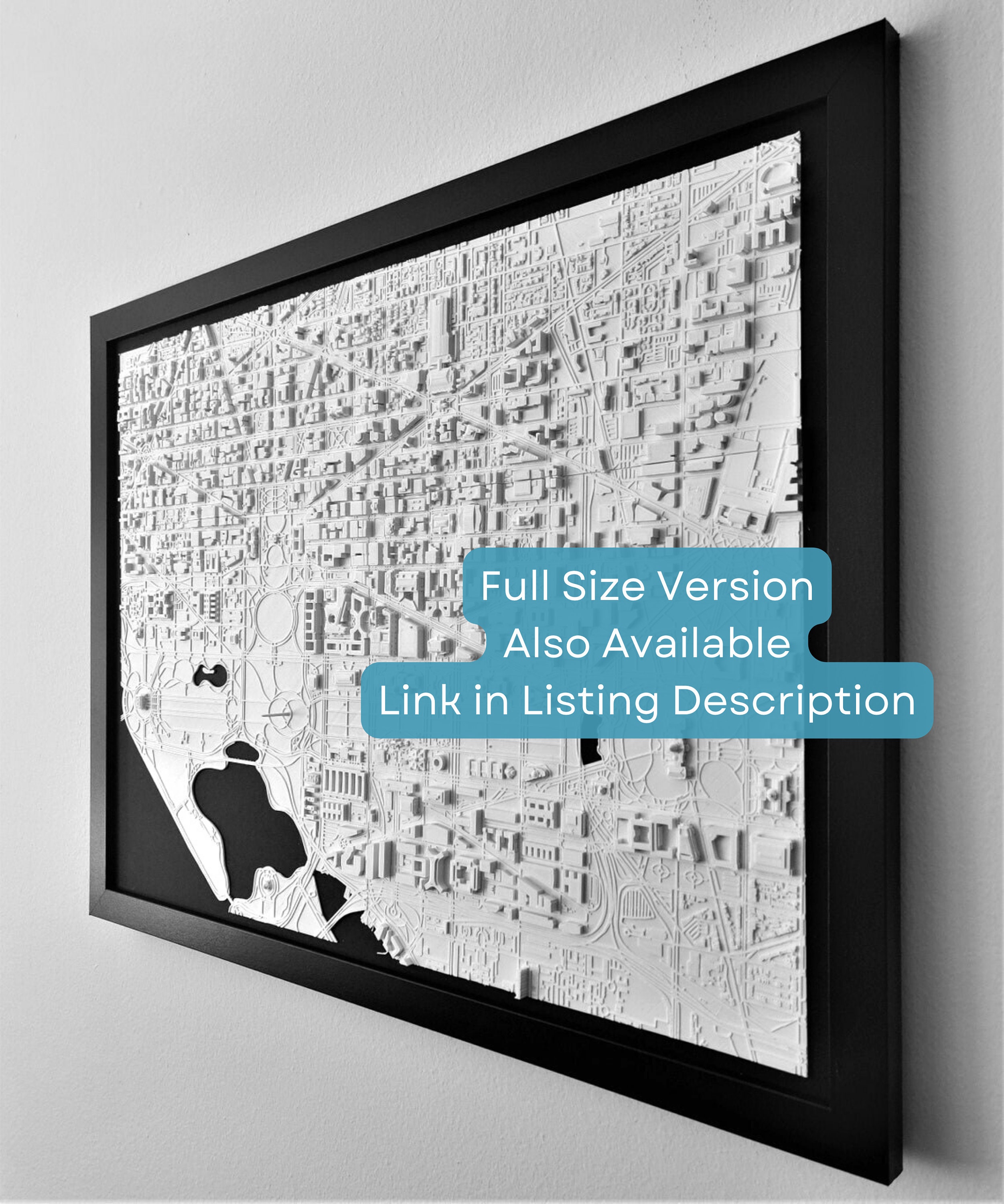 Washington DC 3D City Map west 3D Printed Wall Decor - Etsy