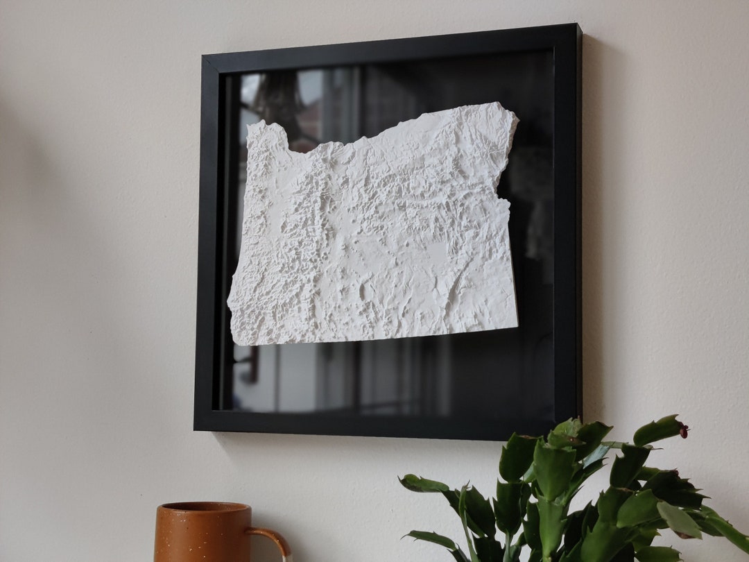 Oregon 3D Topographic Map | 3D State Map of Oregon Wall Art | 3D ...