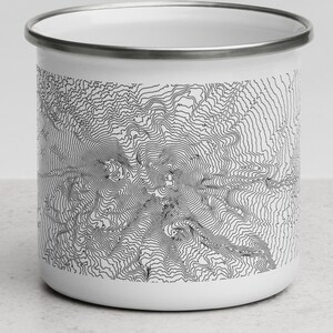 Mount Shasta Enamel Mug With Elevation Topography Lines | Mount Shasta ...
