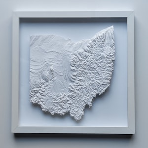 Ohio 3D Topographic Map | 3D State Map of Ohio Wall Art | 3D Printed ...