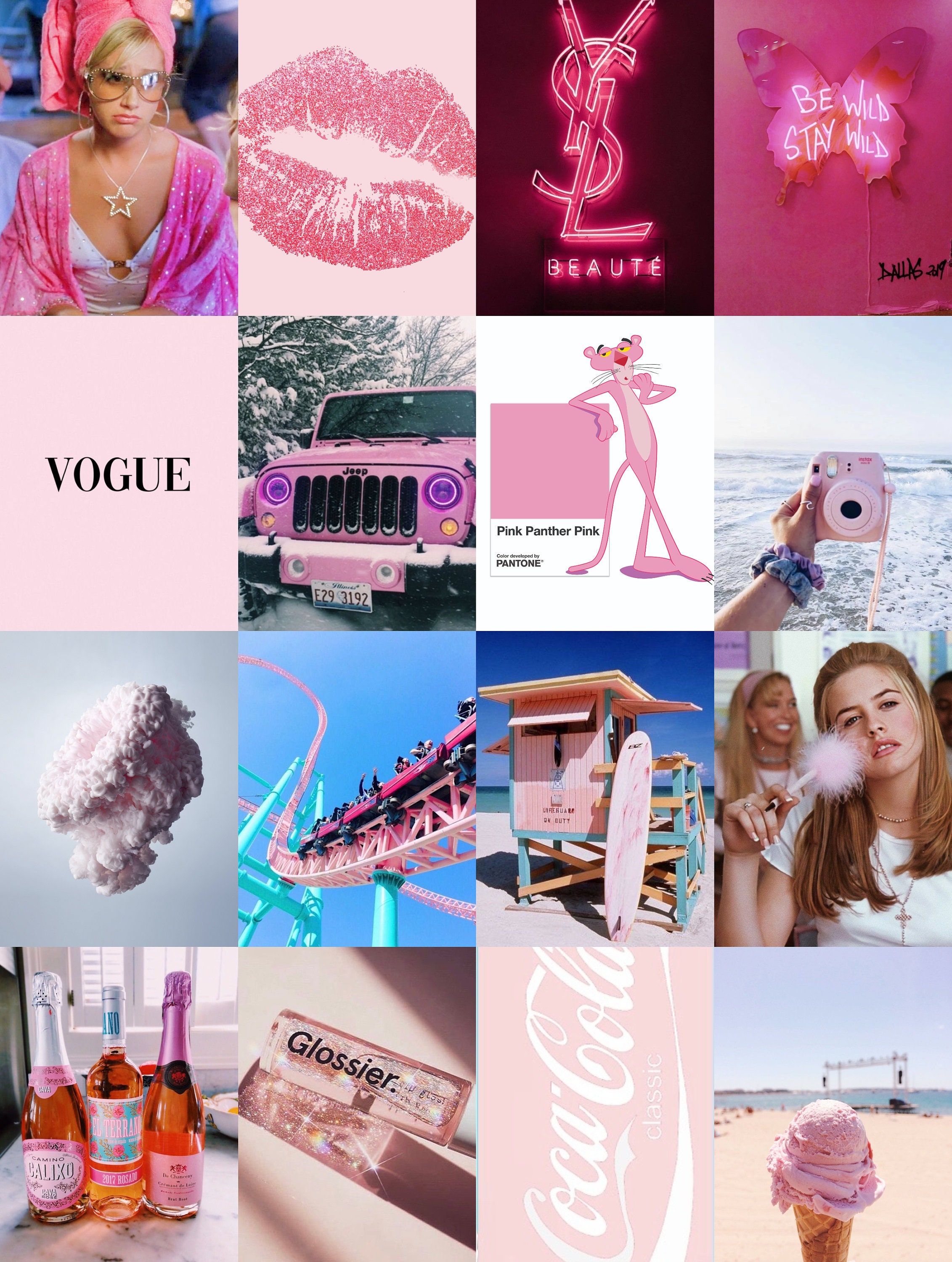 Pink Wall Collage Kit 32 Prints Pink Aesthetic Photo Wall Etsy