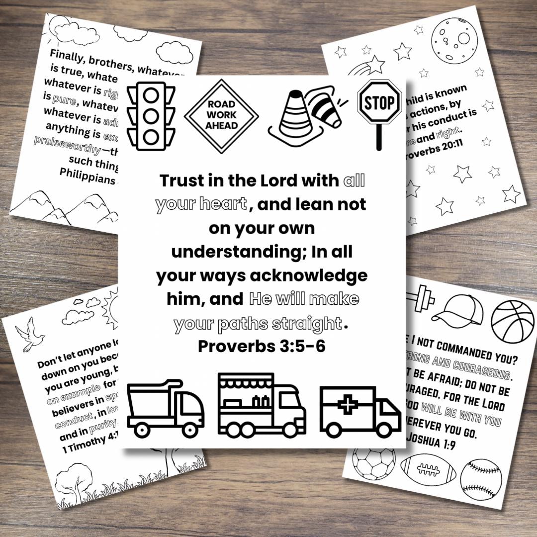 5 Christian Coloring Pages With Bible Verses for Boys | Printable ...