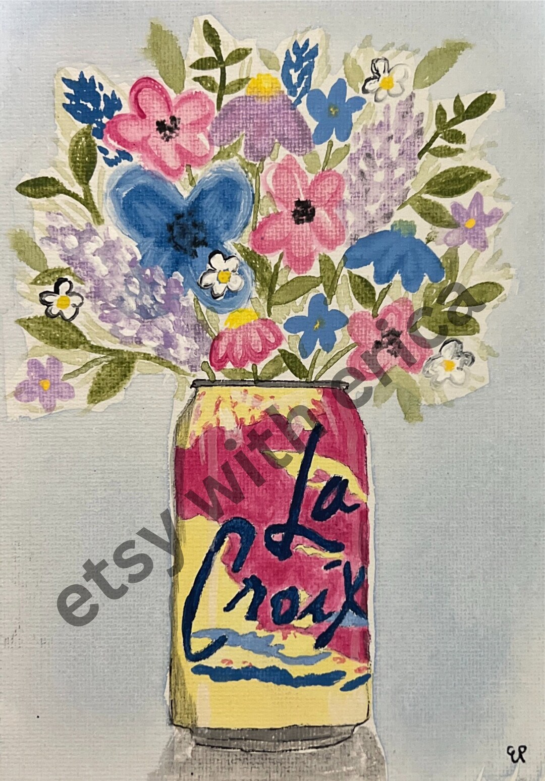 Downloadable Watercolor La Croix Can With Flowers Print | Art Print - Etsy