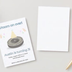 Editable Roomba Birthday Party Invitations, Vacuum Party Invitations ...