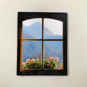 Miniature Doll House Mountain View Faux Window, Window Printed on Photo ...