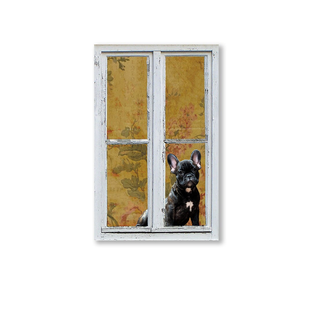 Miniature Faux Window With Dog/window Printed on Paper and Mounted on ...