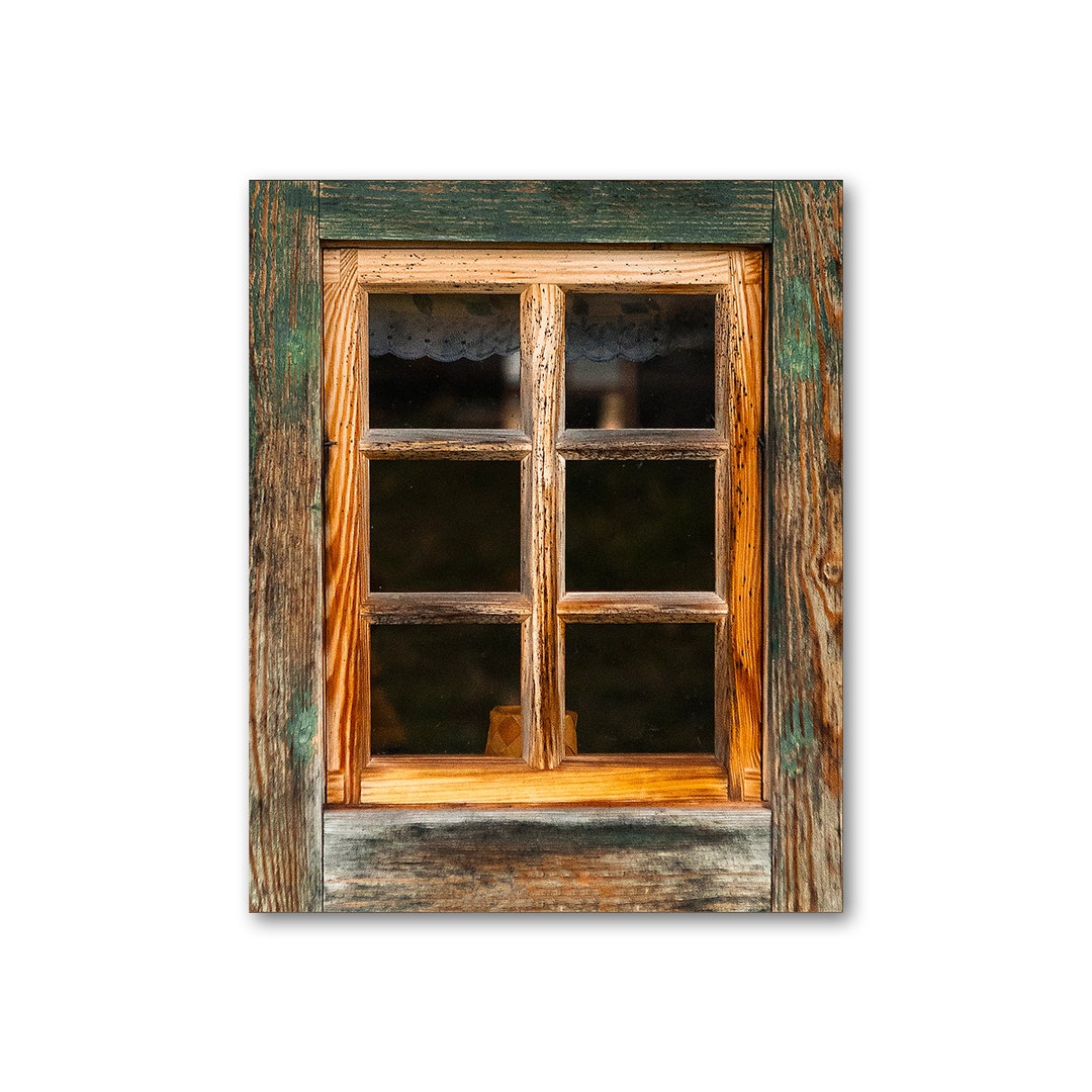 Faux Rustic Window, Old Wood Window Printed on Paper and Mounted on ...