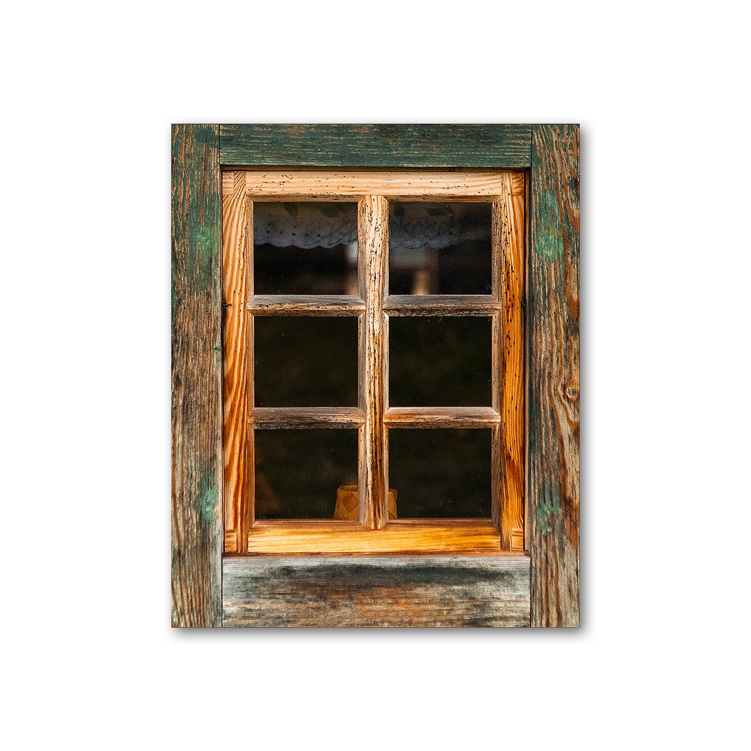 Faux Rustic Window, Old Wood Window Printed on Paper and Mounted on ...