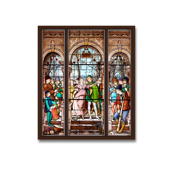 Miniature Faux Stained Glass Window 3 Panel Window Printed on - Etsy