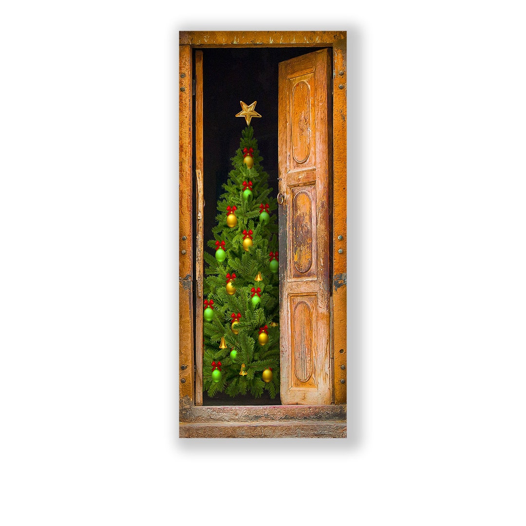Miniature Faux Christmas Door/door Printed on Paper/chipboard Doors ...