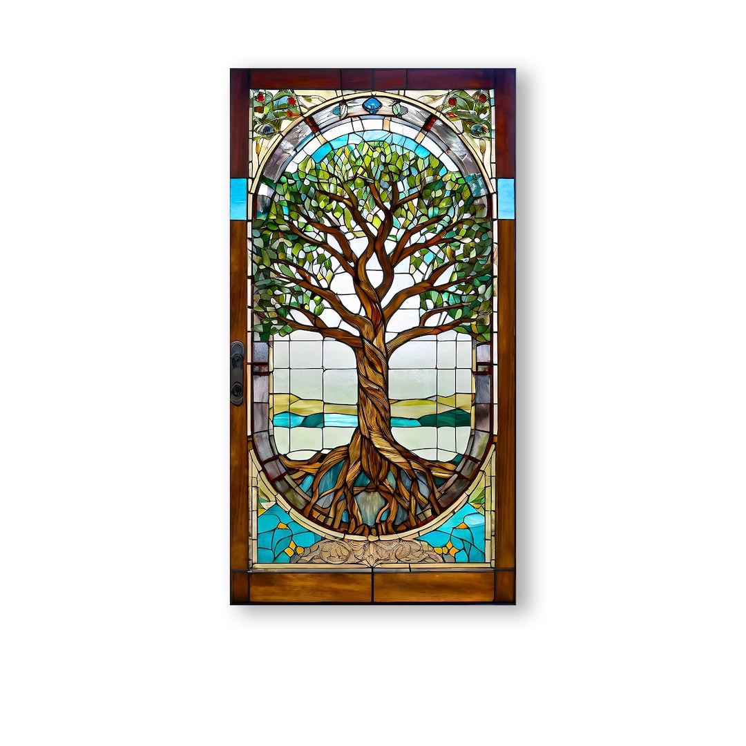 Stained Glass Tree of Life Faux Door/printed Doors Mounted on Chipboard ...