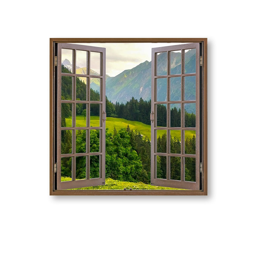 Faux Miniature Window With View of Mountains/window Printed on High End ...