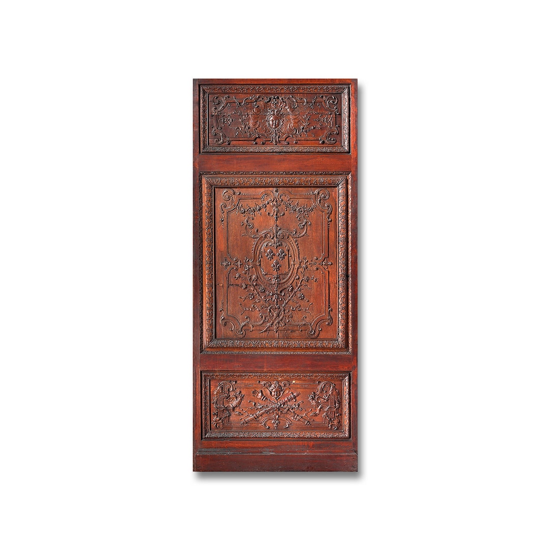 Faux Door Reproduction With Fleur De Lis, Carved Paper Door Mounted on ...
