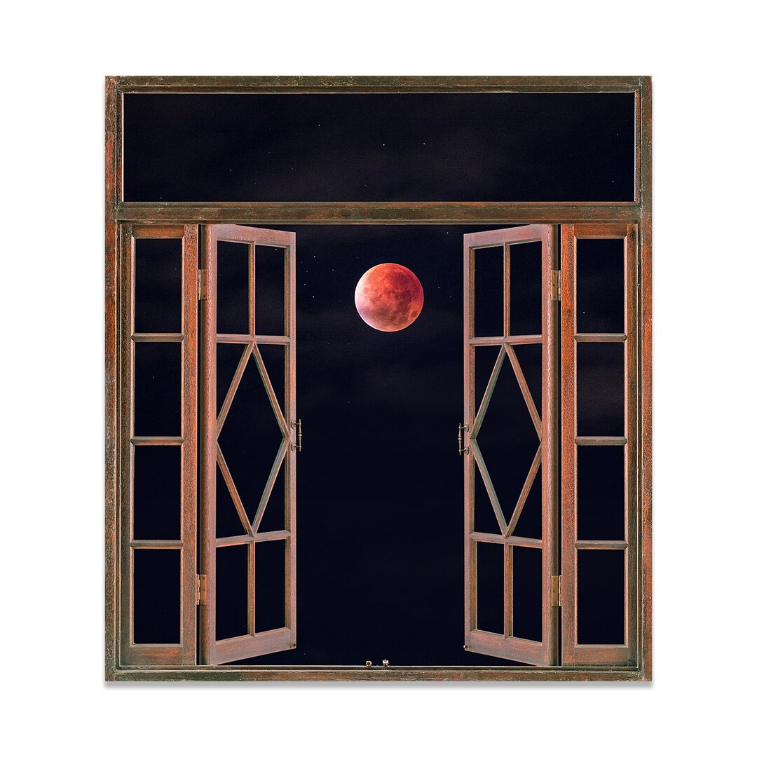 Miniature Faux Window With Moon, Paper Window Mounted on Chip Board - Etsy
