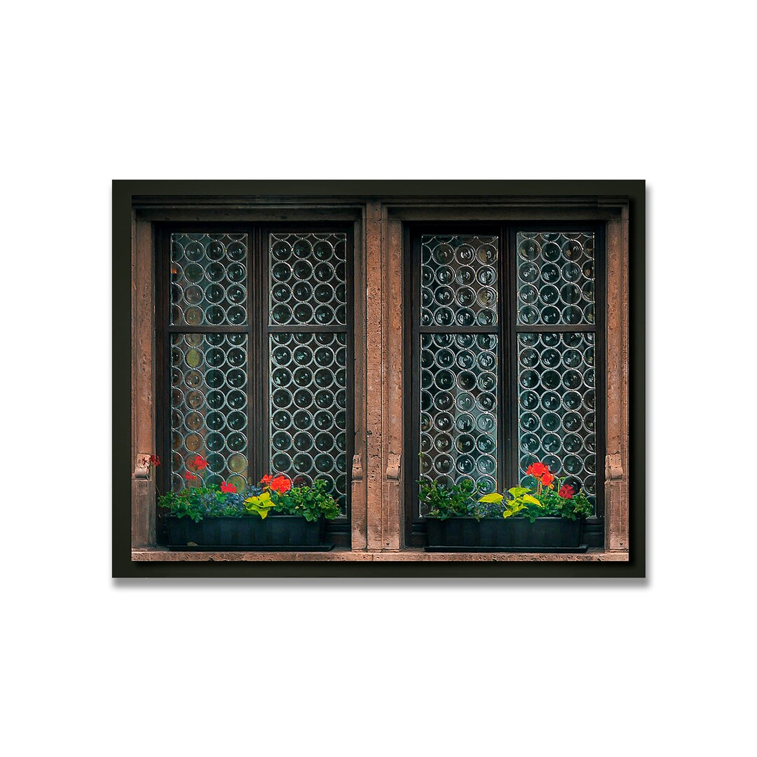 Faux Miniature Lead Glass Double Window, Paper Window Mounted on Chip ...