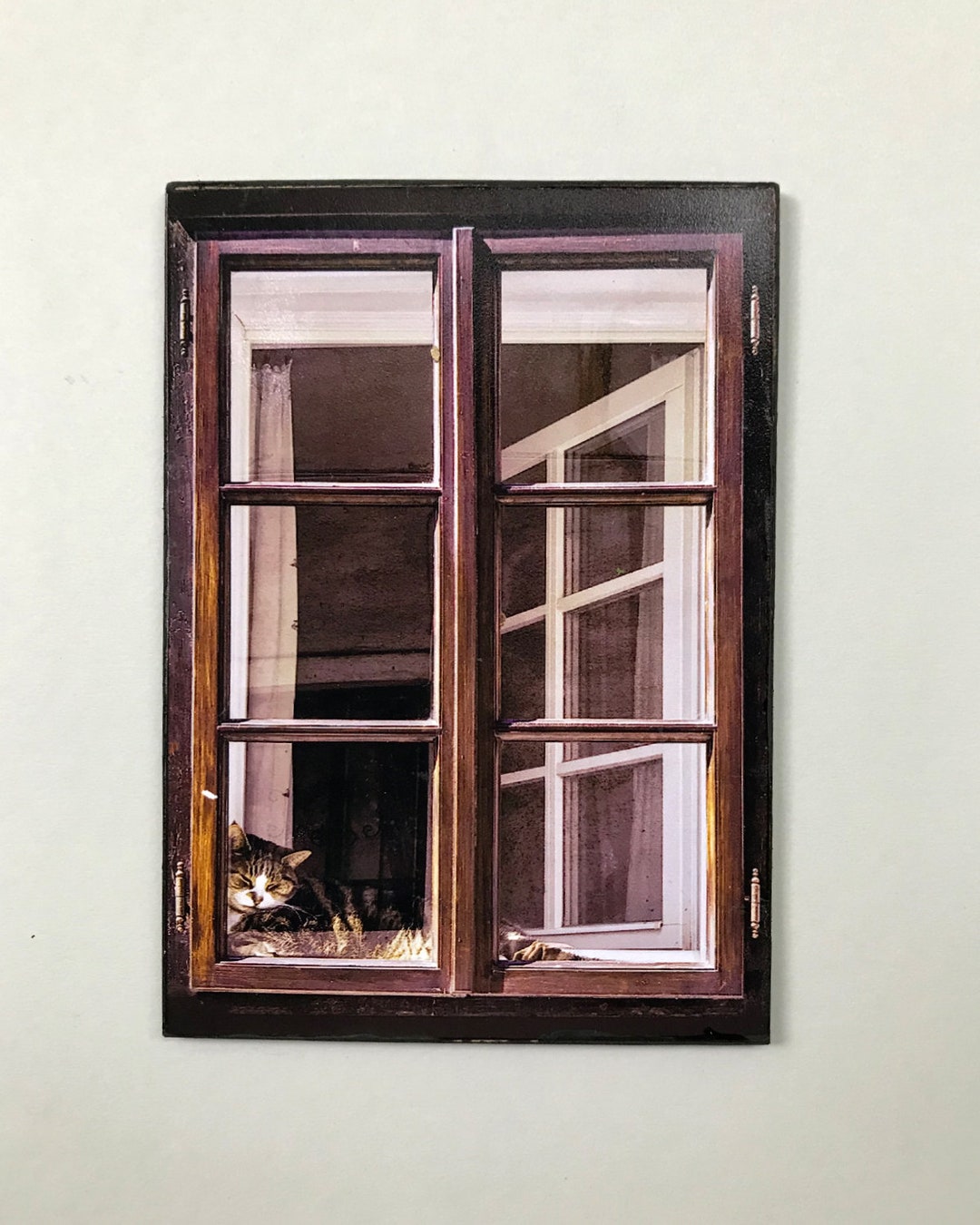 Faux Miniature Window Printed on Paper for Doll Houses Room Boxes and ...