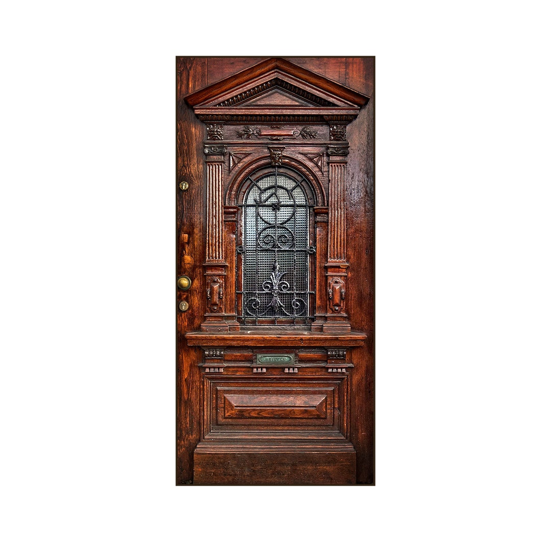 Miniature Faux Wood Door With Glass Window, Paper Reproduction Door ...