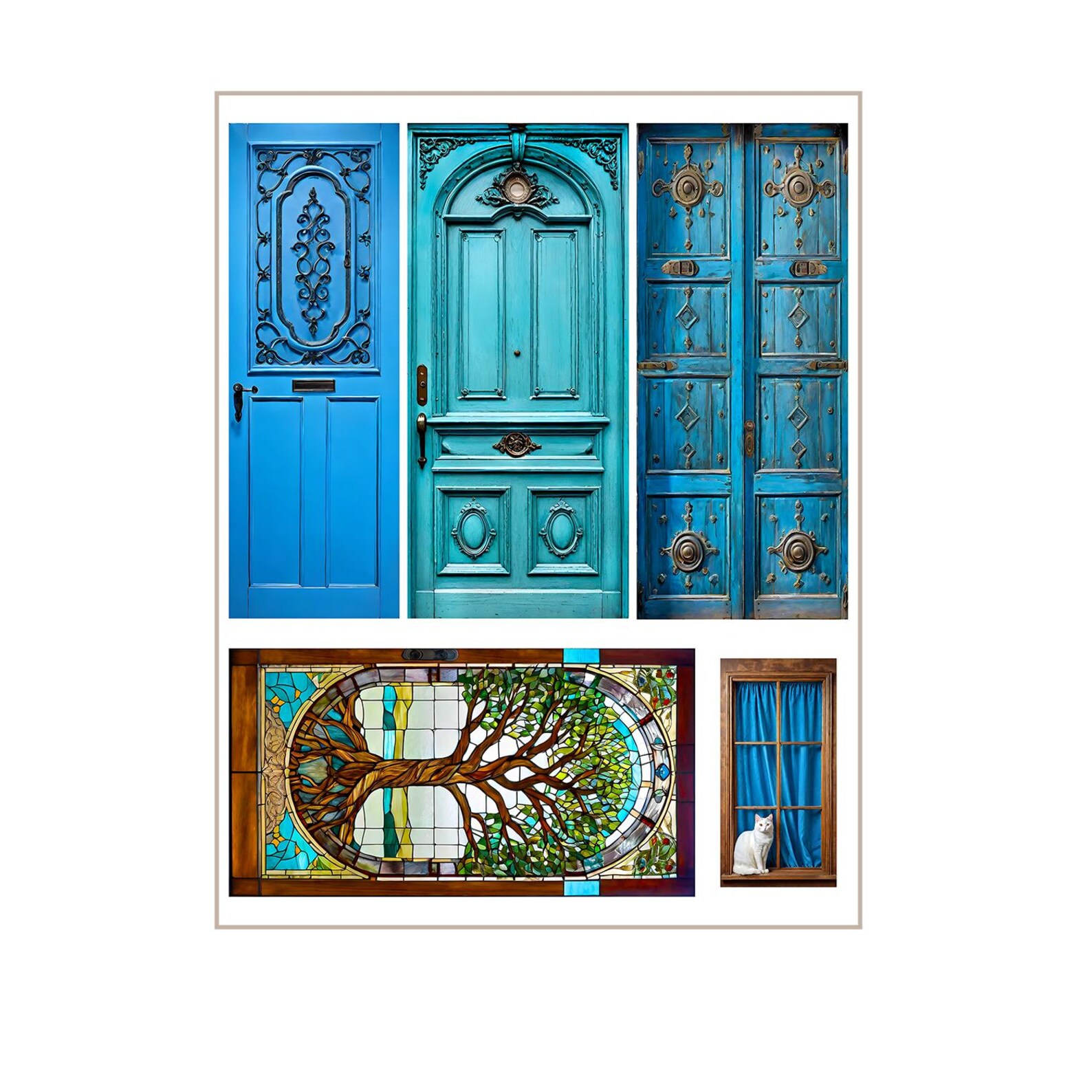DIGITAL File of Old Fancy Blue Doors for You to Print, PNG and JPG File ...