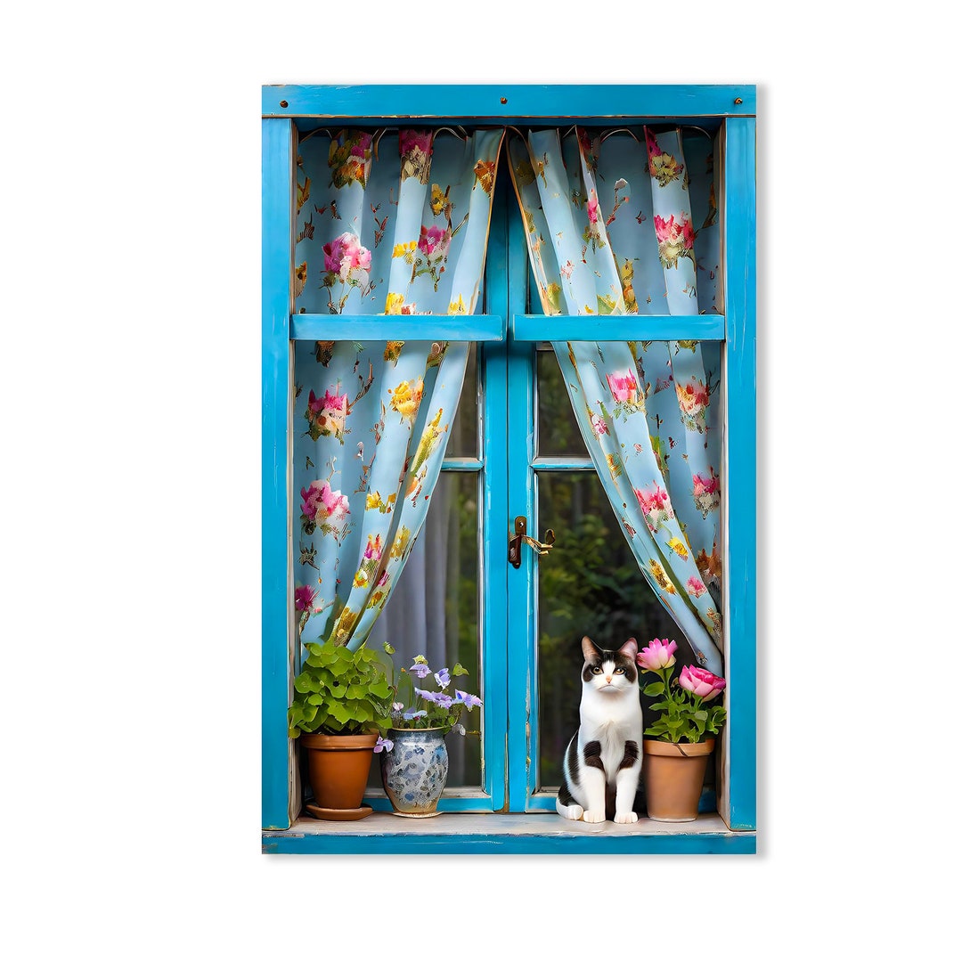 Miniature Cat Window/printed Window and Mounted on Chipboard/diorama ...