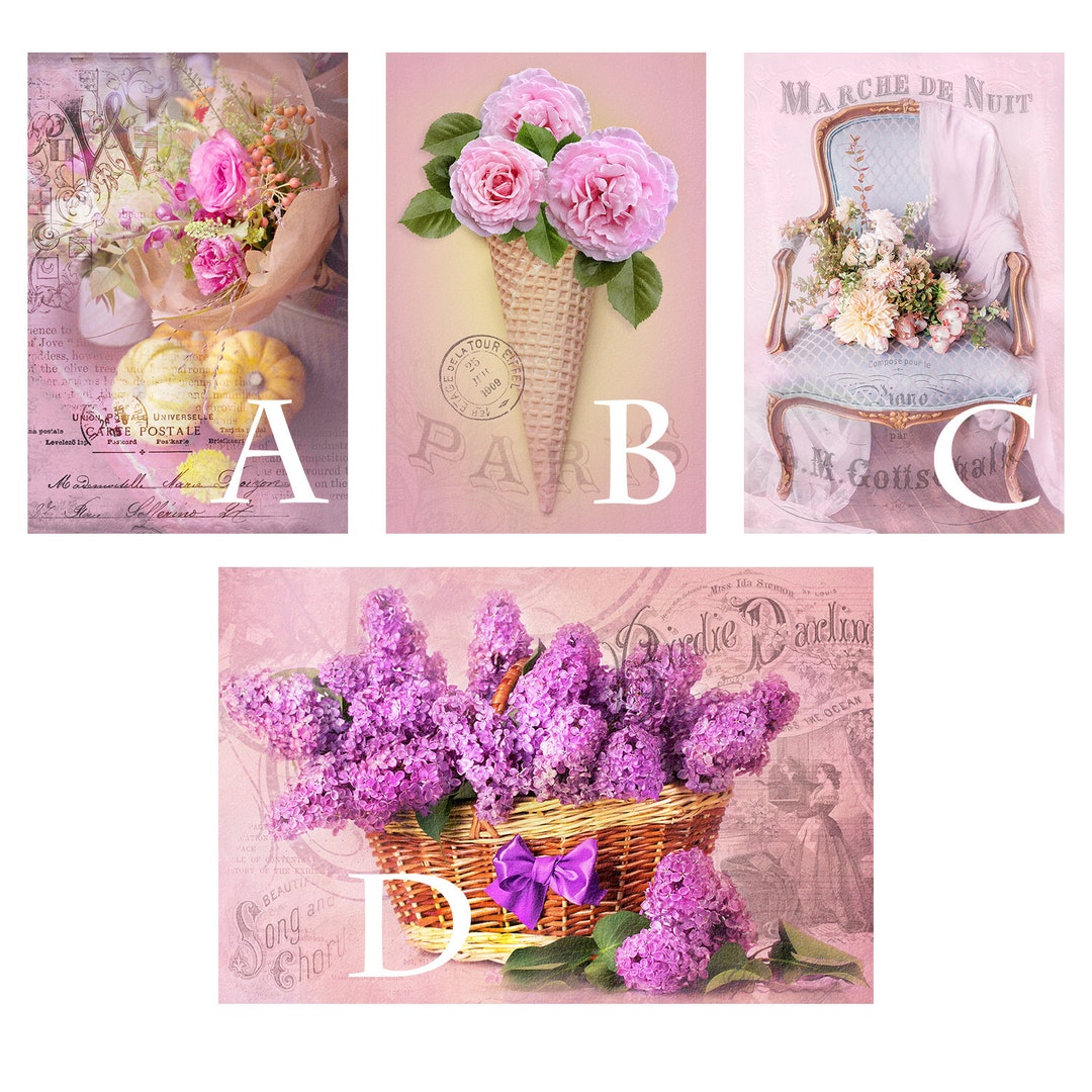 Miniature Shabby Chic Wall Posters for Doll and Fairy Houses, 4 ...