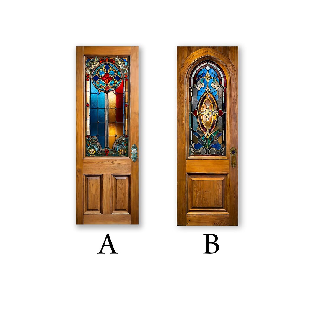 Stained Glass Faux Wood Doors/printed Doors for Dioramas/chipboard ...