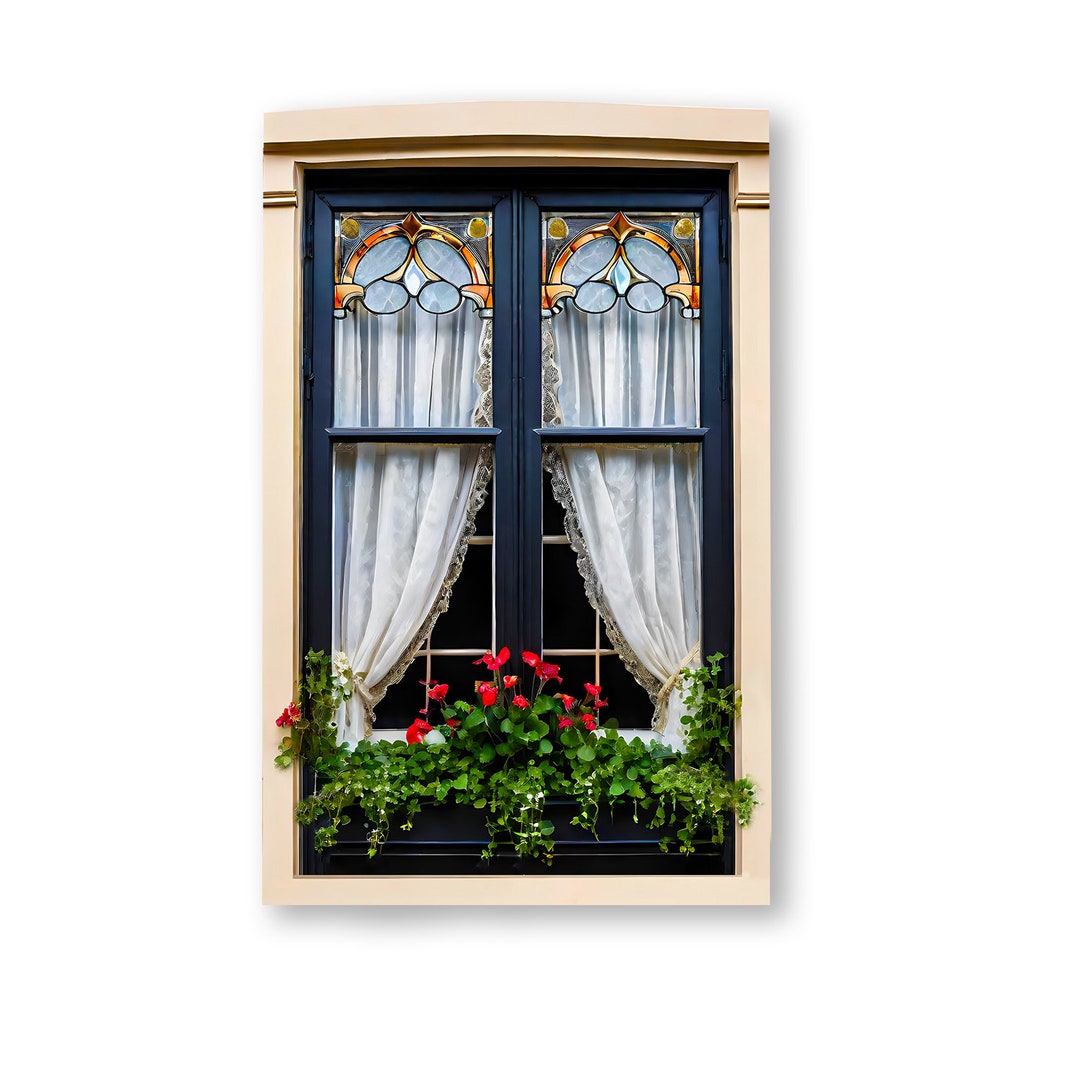 Pretty Miniature Faux Window/printed and Chipboard Mounted Window ...