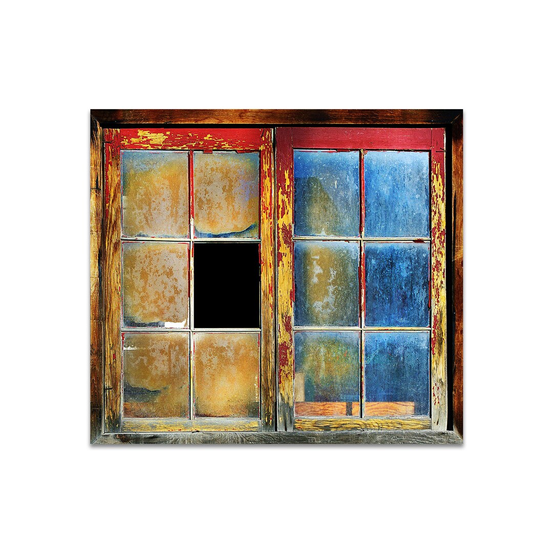 Faux Old Distressed Miniature Window, Paper Window Mounted on Chip ...