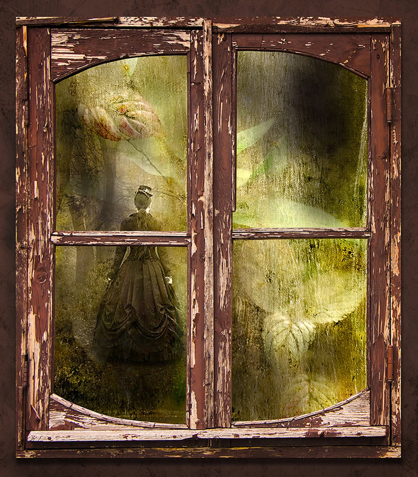 Miniature Faux Spooky Old Window Paper Window Mounted on Chip - Etsy