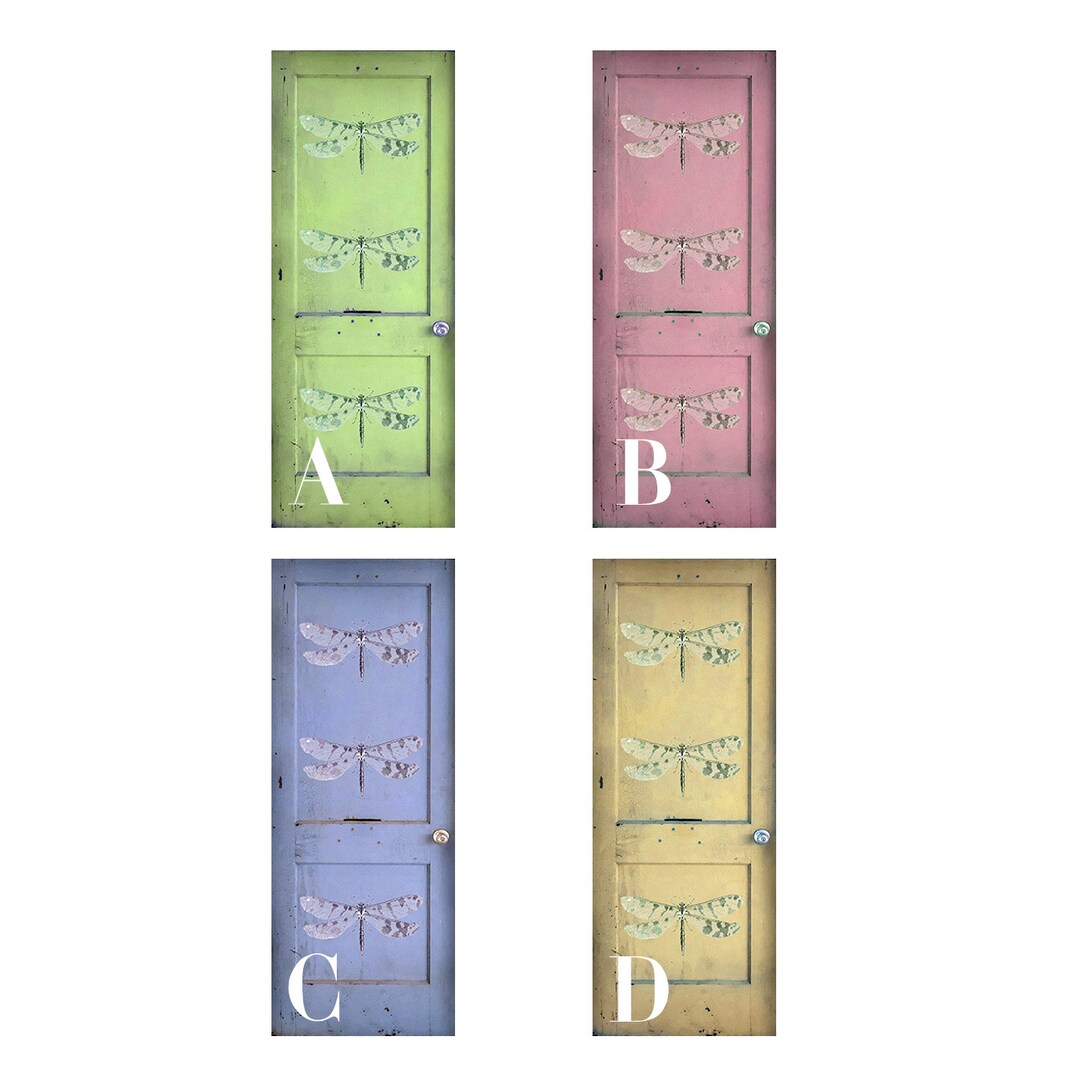 Dragonfly Faux Miniature Paper Doors, Printed Doors Mounted on Chip ...