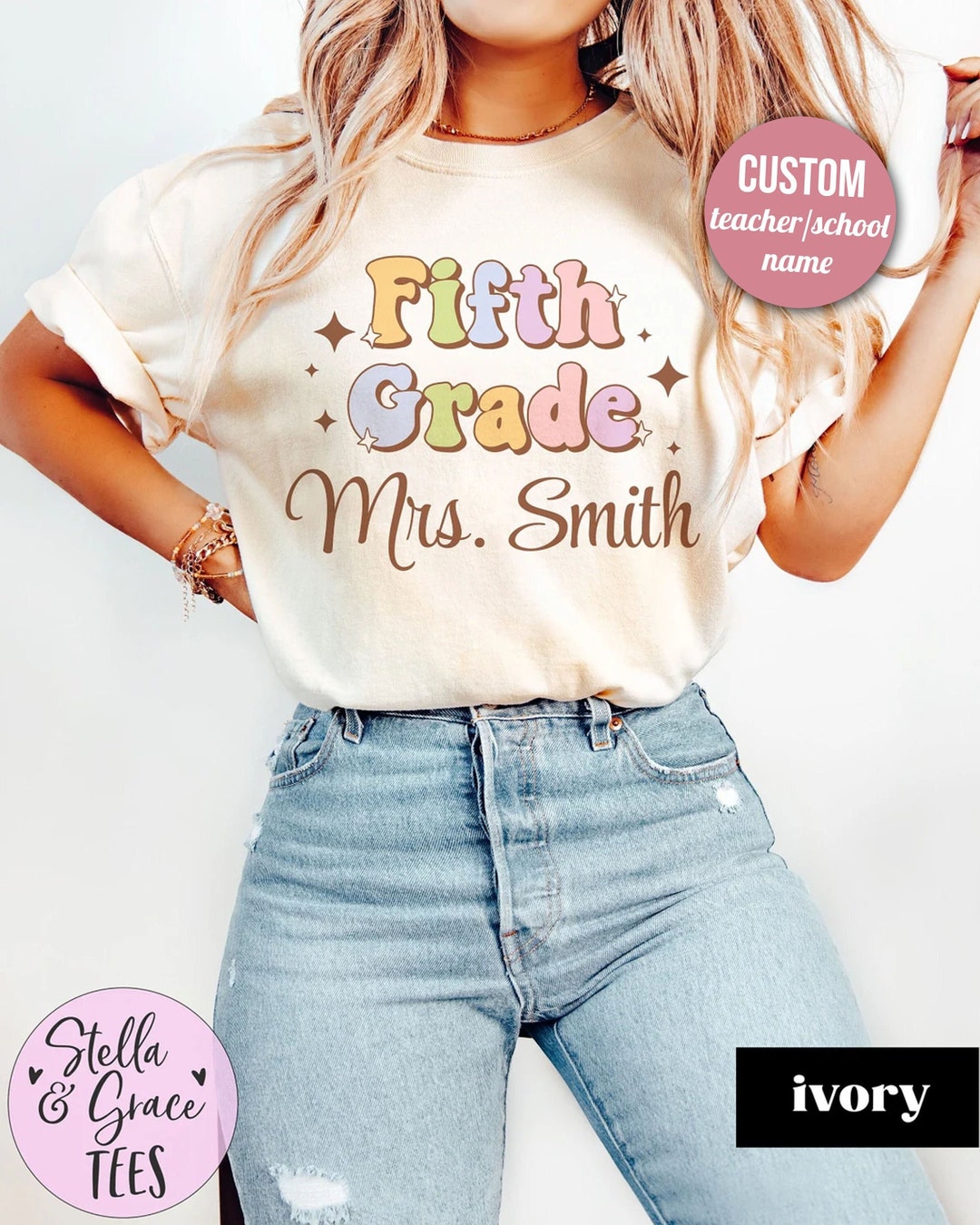 Custom Fifth Grade Teacher Shirt, Comfort Colors® Tshirt, Customized ...