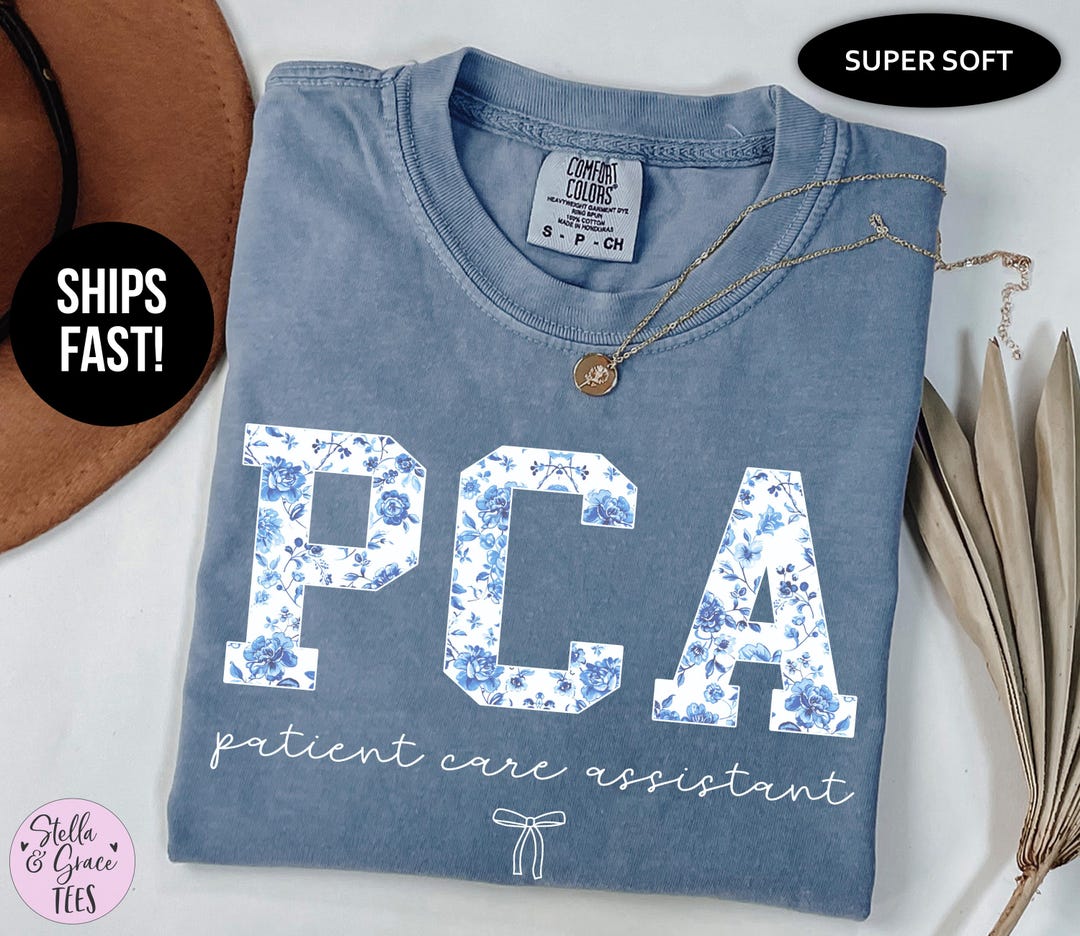 Blue Toile PCA Shirt: Comfort Colors® Patient Care Assistant Tee - Etsy