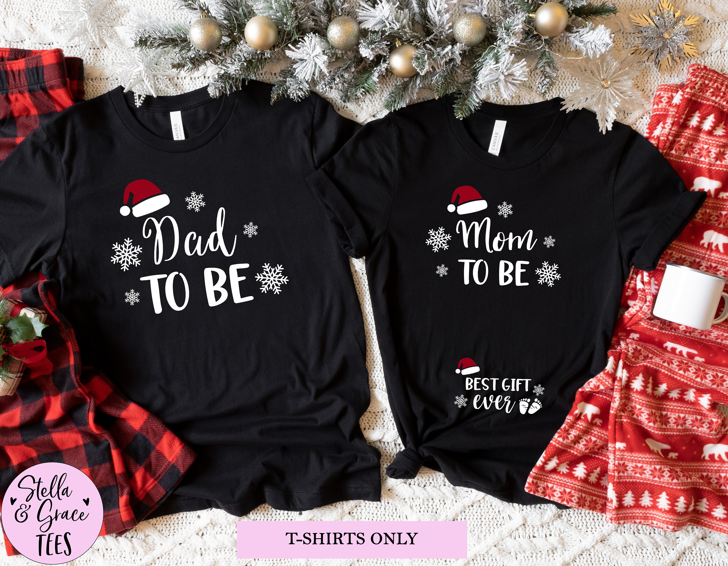 Couples Christmas Pregnancy Announcement Shirts Mom To Be Dad Etsy