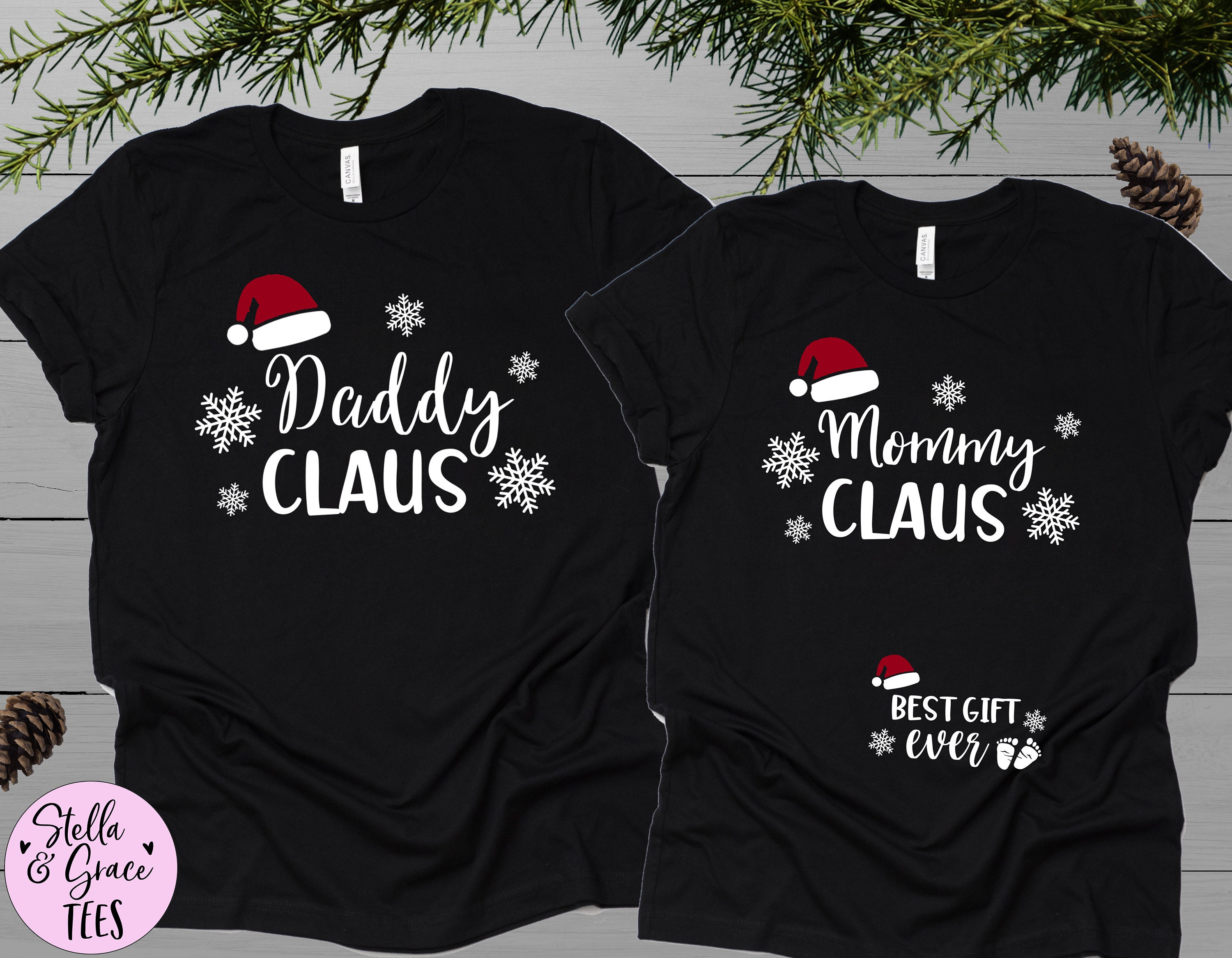 Couples Christmas Pregnancy Announcement Shirts Daddy Claus Etsy
