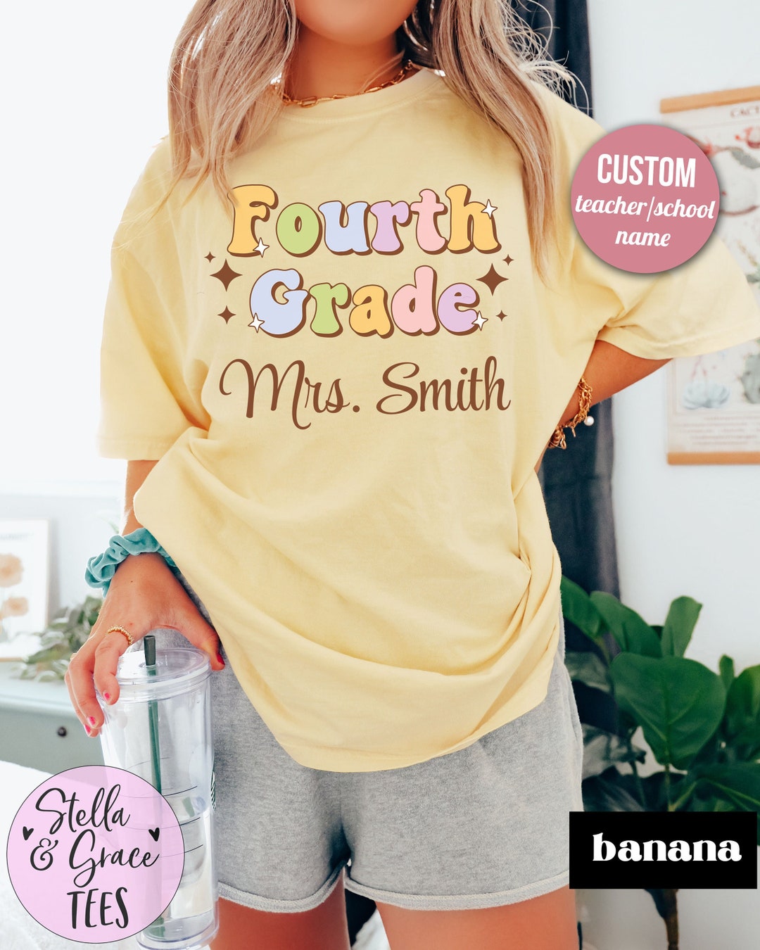 Custom Fourth Grade Teacher Shirt, Comfort Colors® Tshirt, Customized ...