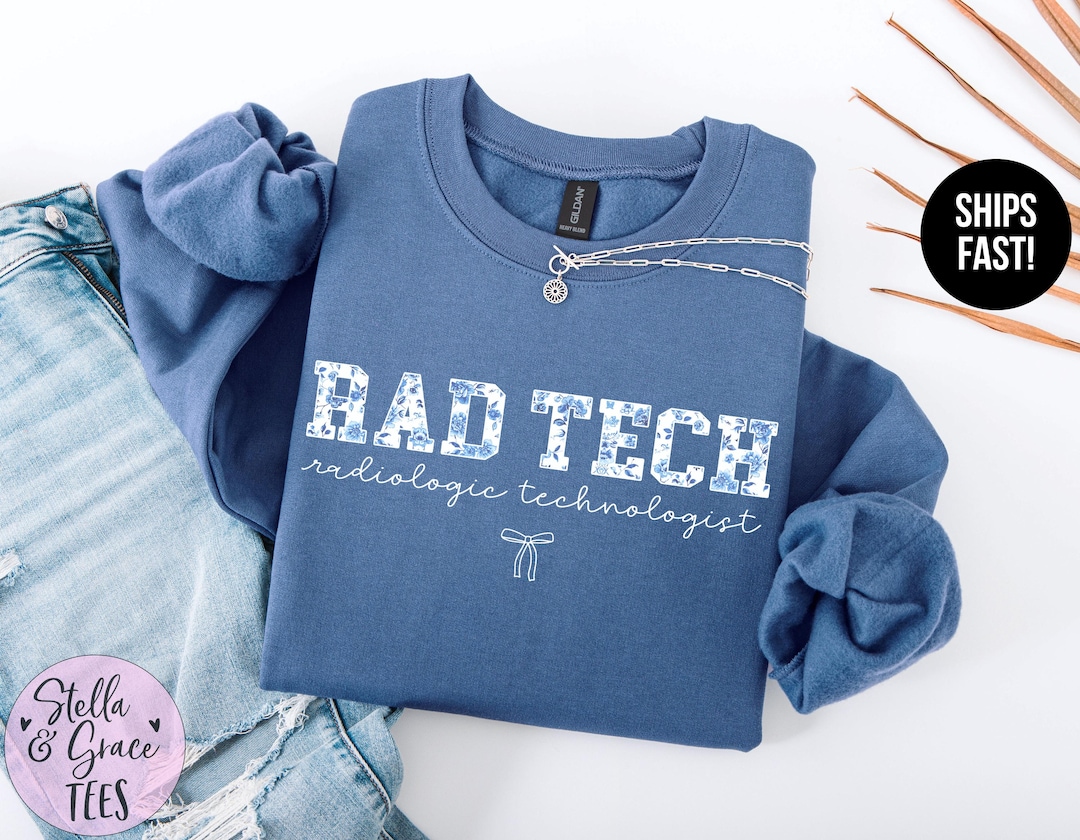 Rad Tech Sweatshirt, Blue Toile Radiologic Technologist Hoodie, X-ray ...