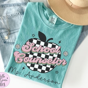 Custom School Counselor Comfort Colors® Shirt, School Counseling Shirt ...