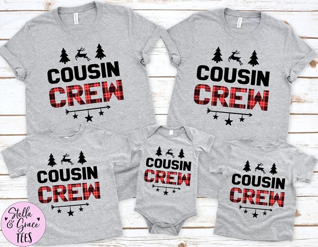Matching Christmas Cousin Crew T-shirts: Grey Family Reunion Festive ...