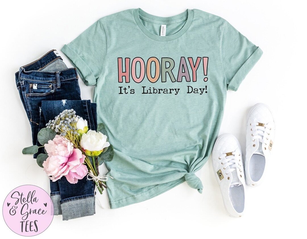 Hooray It's Library Day Shirt, School Librarian Shirt, Library Teacher ...