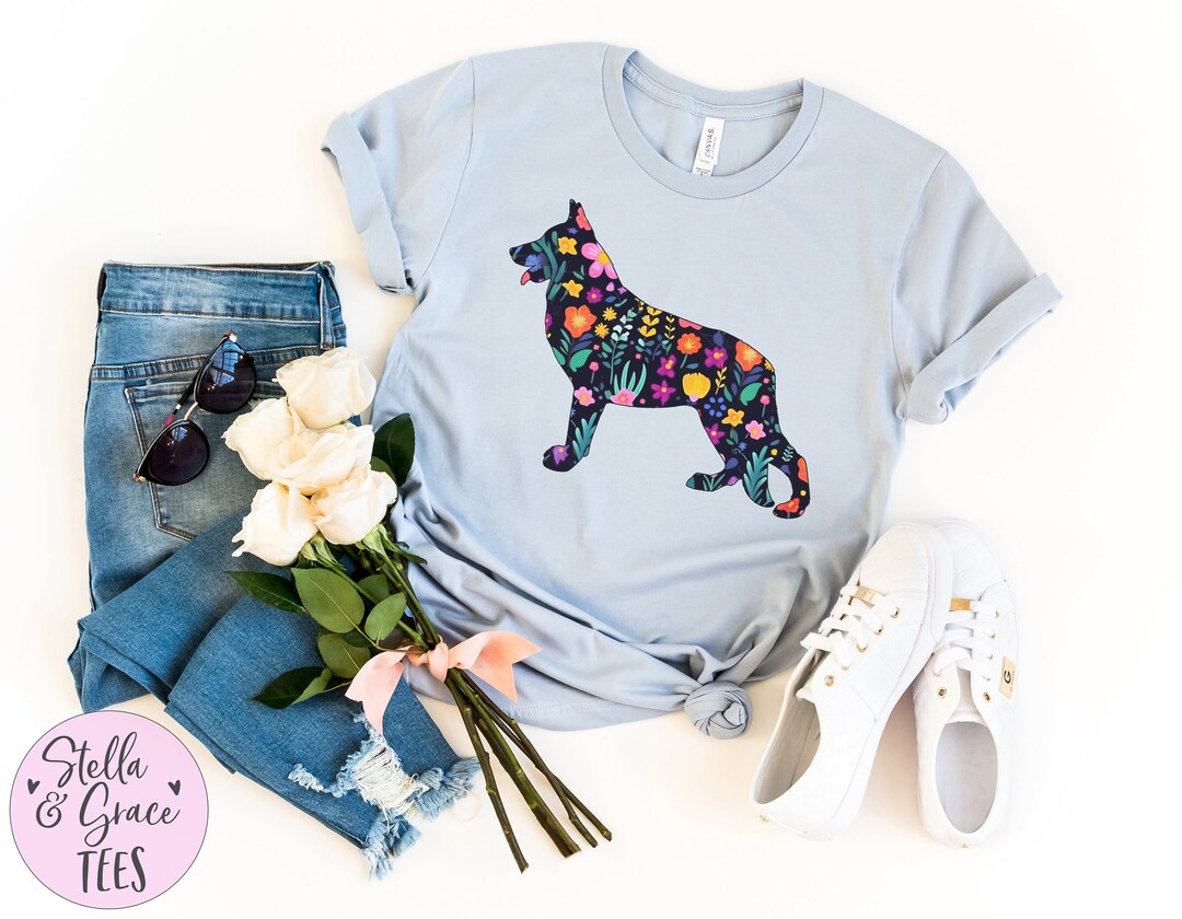 German Shepherd Dog Shirt Floral German Shepherd Tshirt Shepherd Dog ...