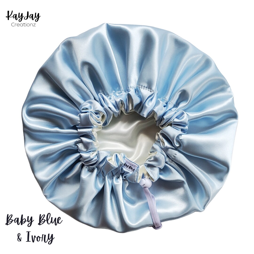 Baby Blue & Ivory Bonnet| Double-layered Reversible and Adjustable ...