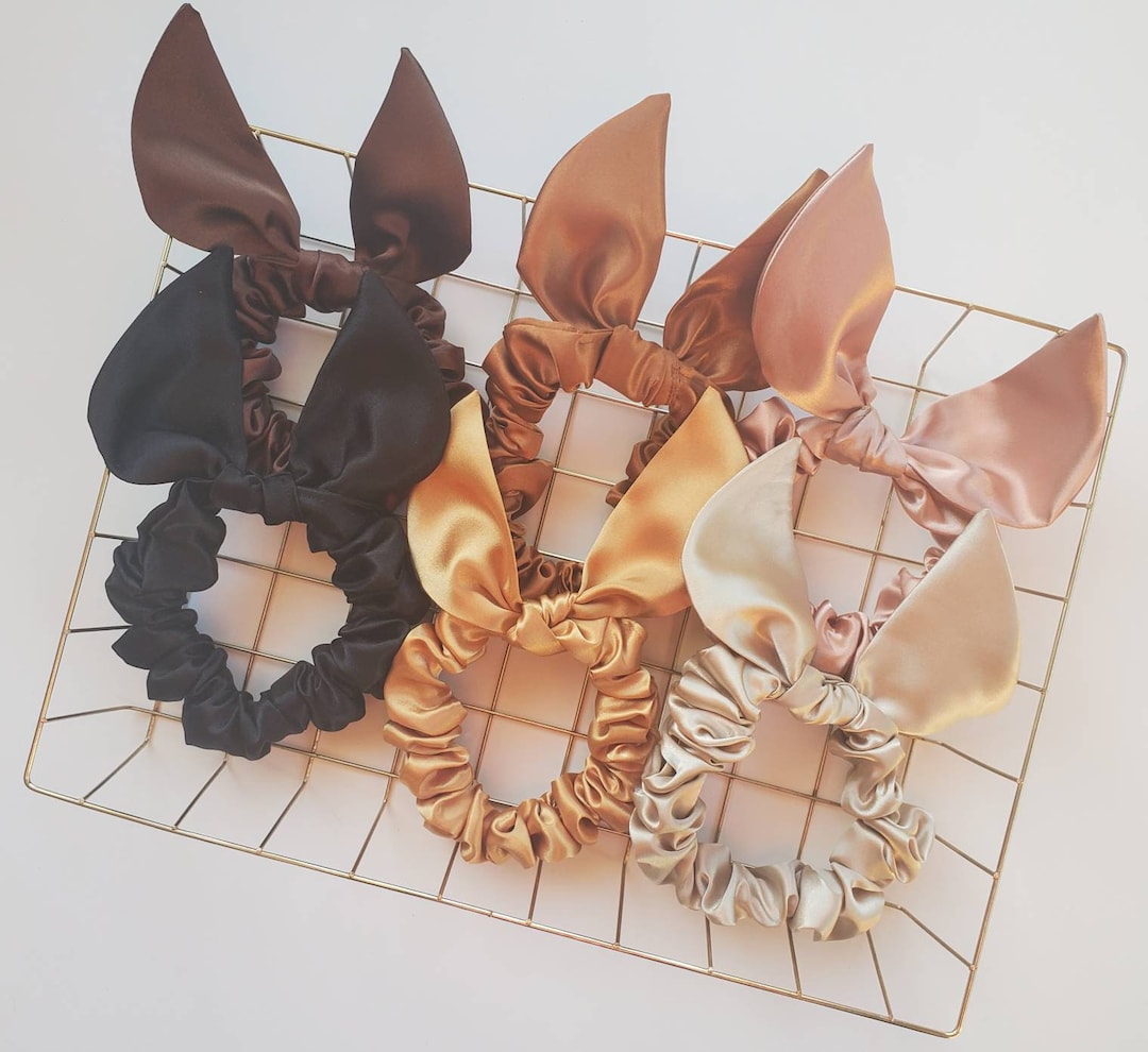 Buy 3 Get 1 FREE Bunny Ears Silky Satin Scrunchies| Satin Hair ...