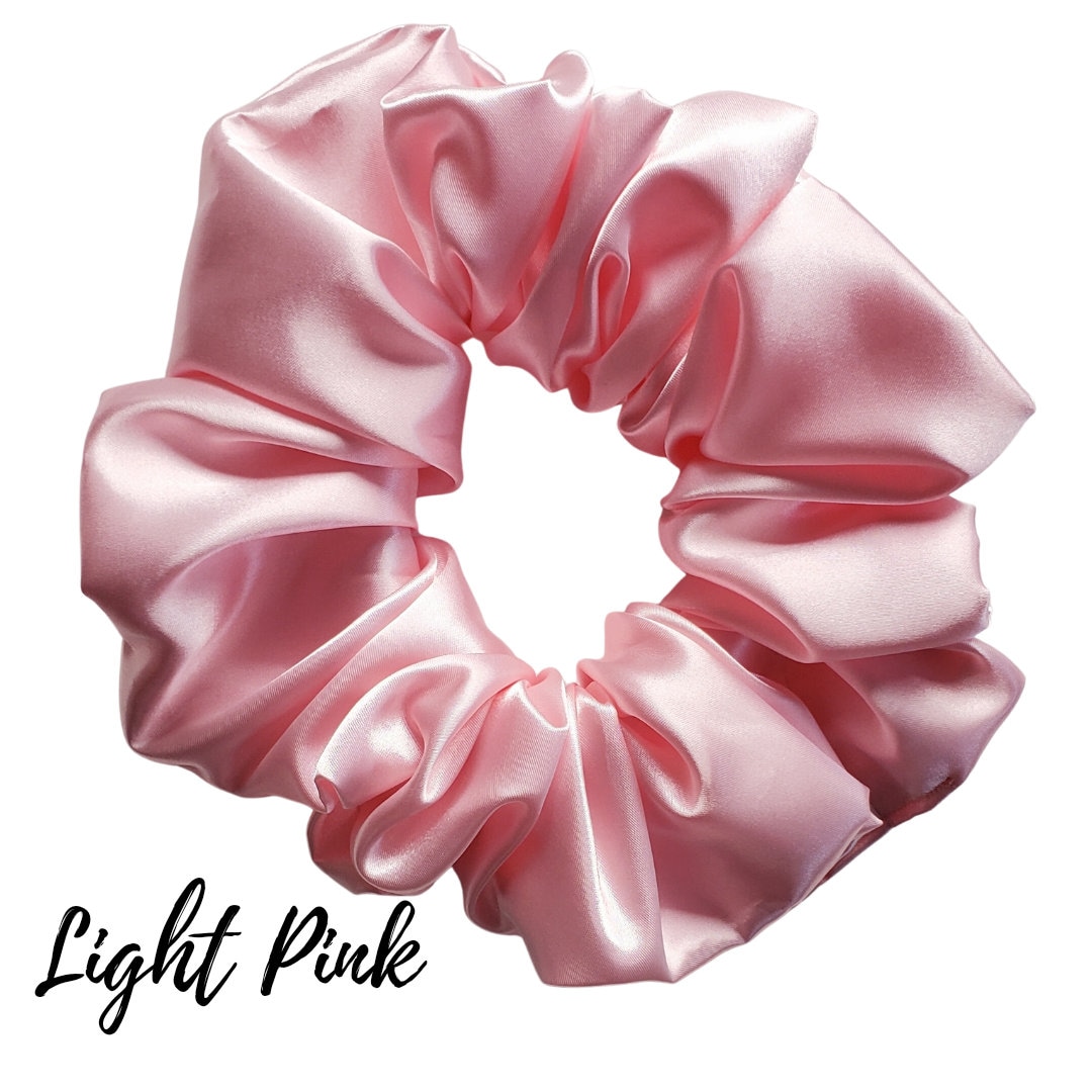 Light Pink Satin Scrunchie| Women's Hair Scrunchies | Hair Tie | Gifts ...