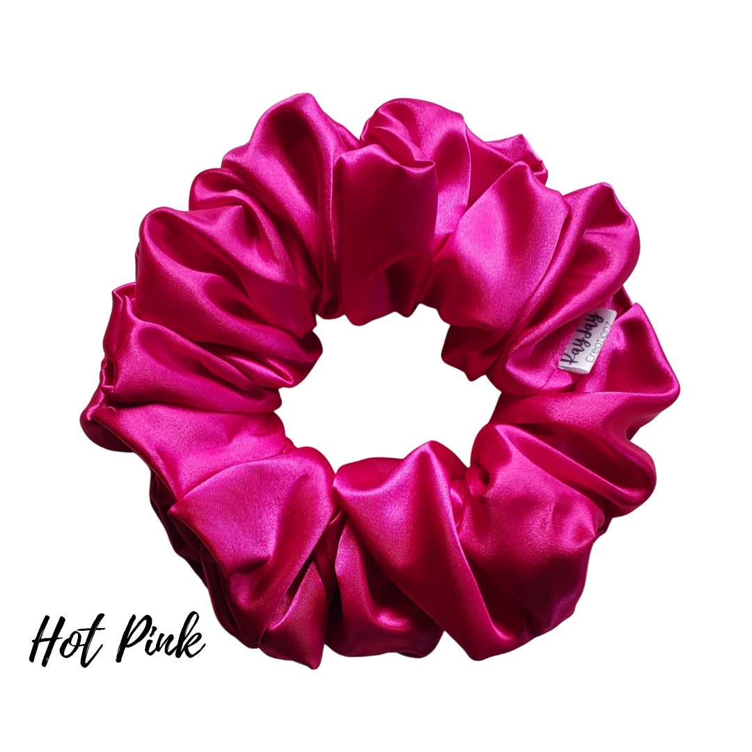 Hot Pink Satin Scrunchie| Women's Hair Scrunchies | Hair Tie | Gifts ...