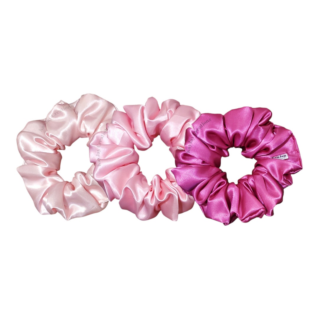 Set of 3 Satin Scrunchies, Silky Satin Hair Tie Accessories, Satin ...